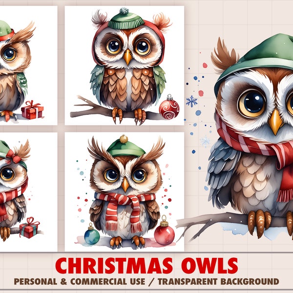 Owl Christmas Card - Etsy