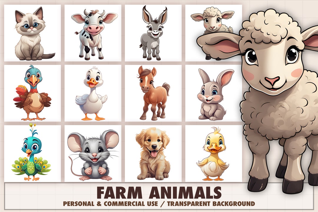 Farm Animals Clipart Cow Clipart Cat Clipart Horse Clipart - Etsy