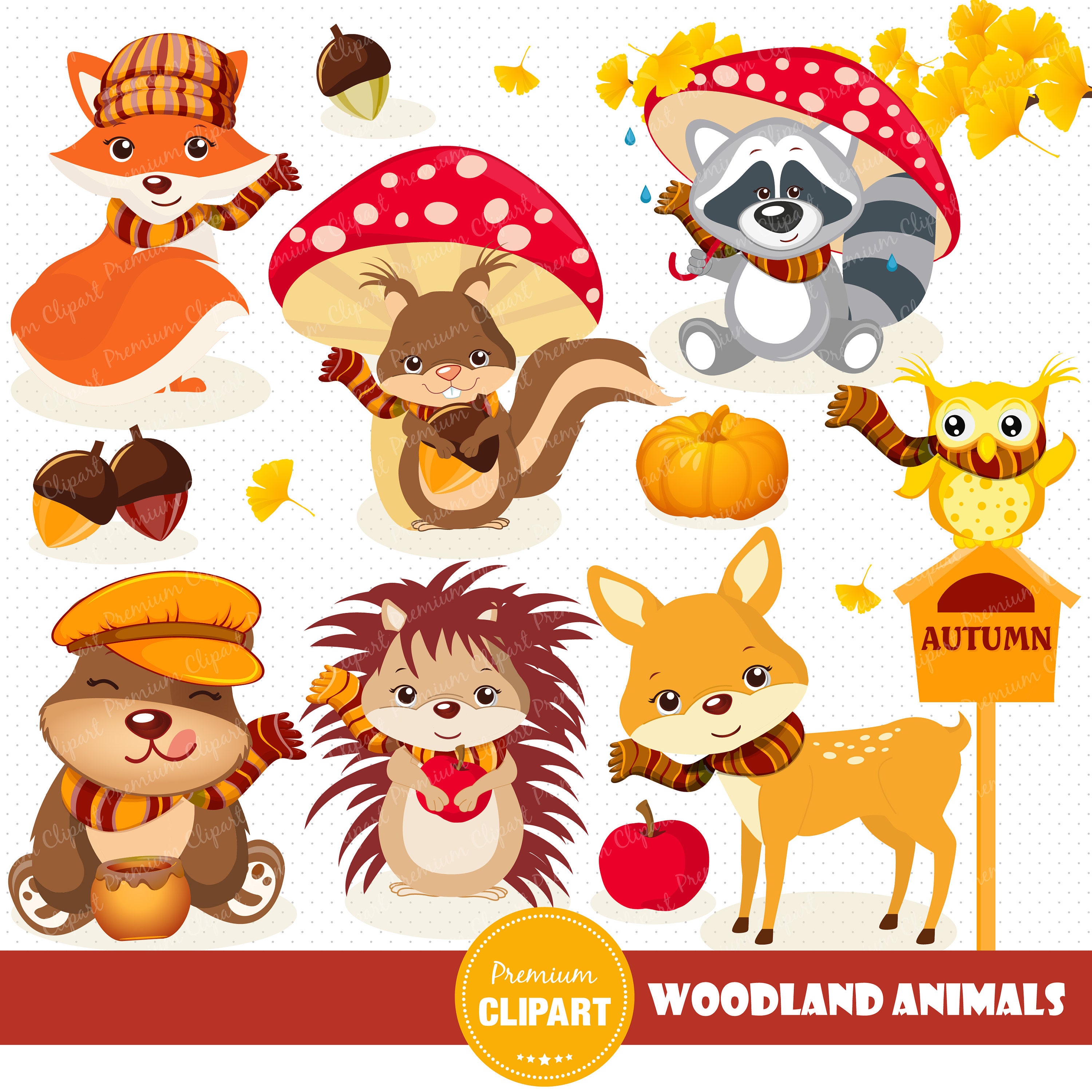 Fall Animals Clipart - Uzugara