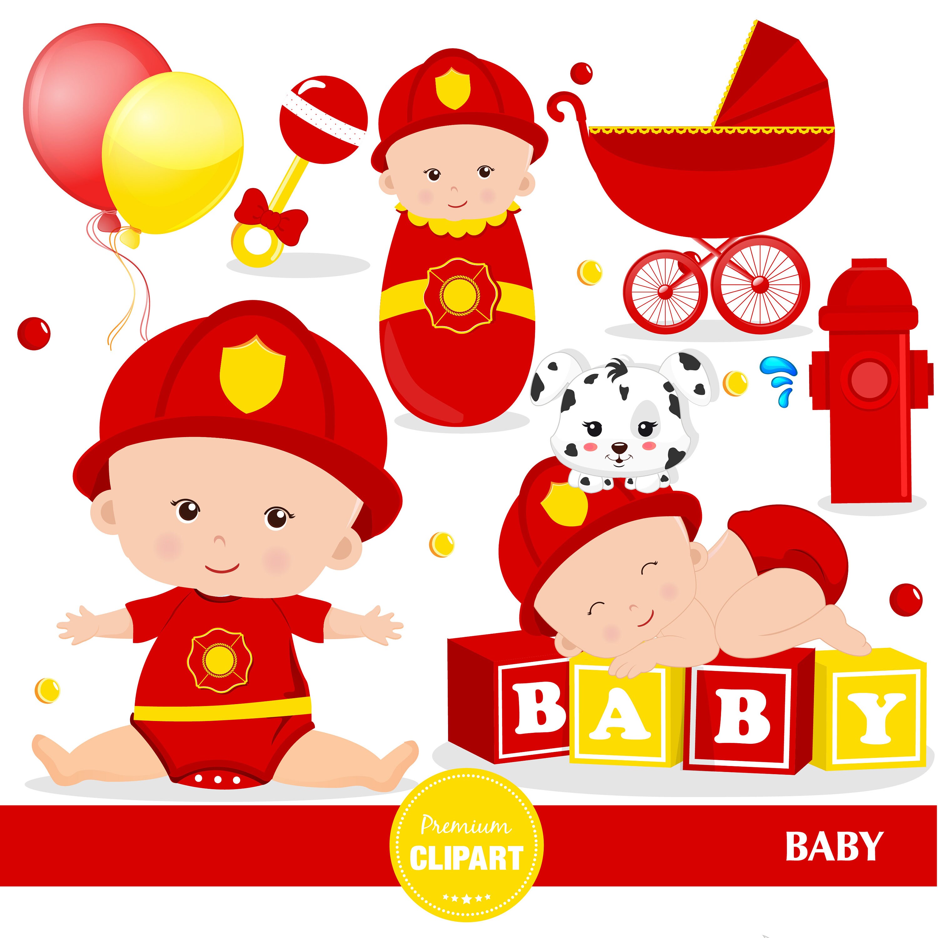 Baby Firefighter Clipart, Firefighter Party Clipart, Baby Fireman ...