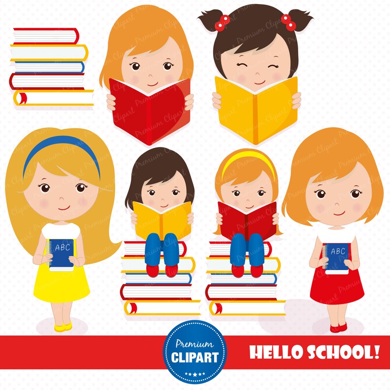 Back to school clipart school clipart girl clipart pencil | Etsy