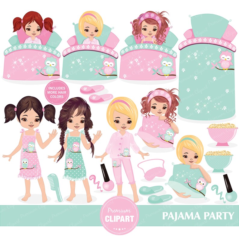 Sleepover clipart, Pajama party clipart, Slumber clipart, Sleepover clip art, Sleepover party ...