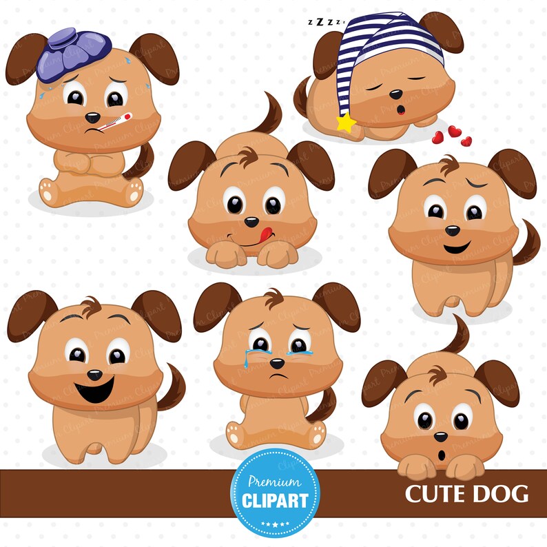 Dog clipart Puppy clipart Emotions graphics Dog clip art | Etsy