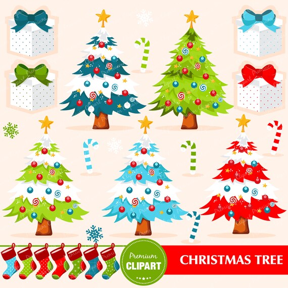 Christmas tree clipart Christmas clipart Christmas stocking | Etsy