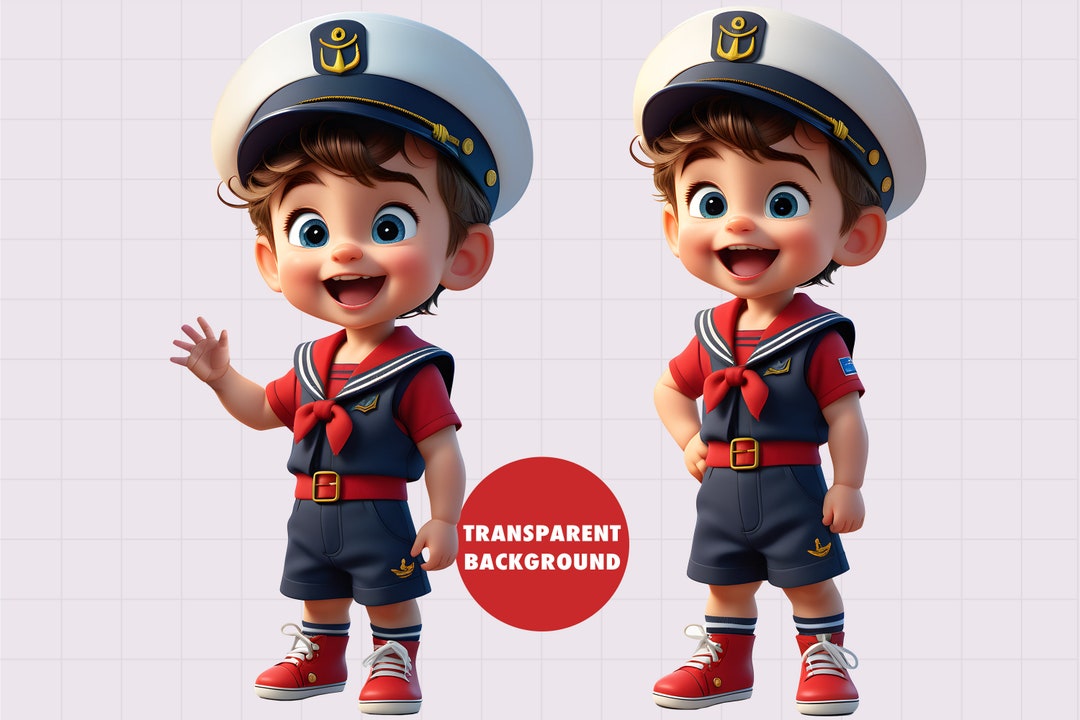 Boy in Nautical Outfit Clipart, Boy Sailor, Boy Illustration, Nautical ...