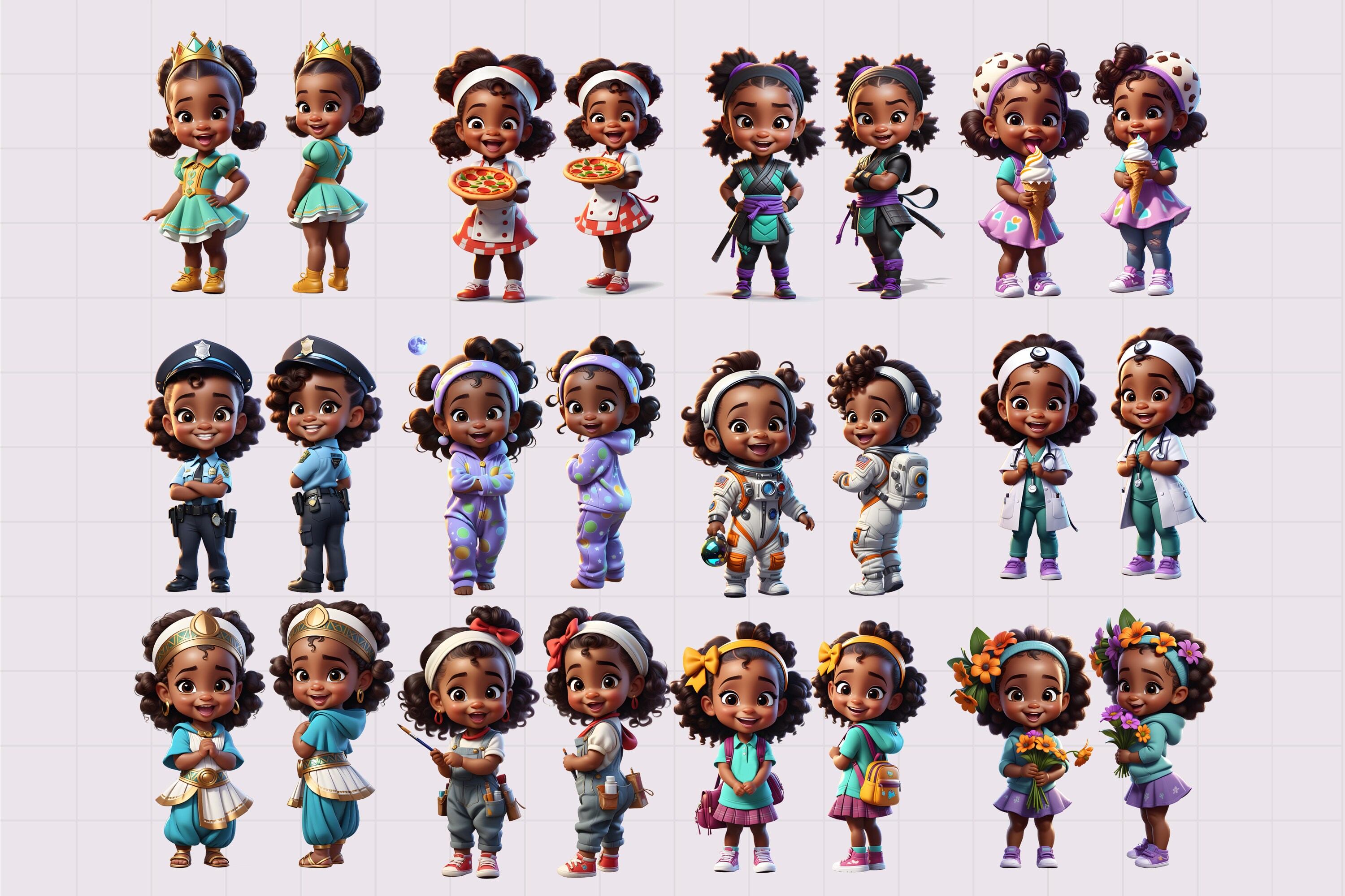 Bundle Girl Clipart, African American Birthday Clipart, Little Girl ...