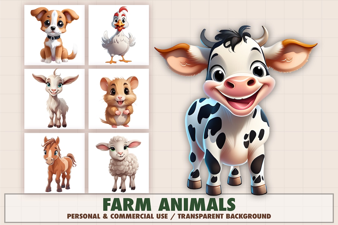 Farm Animals Clipart, Cow Clipart, Goat Clipart, Horse Clipart, Hamster ...