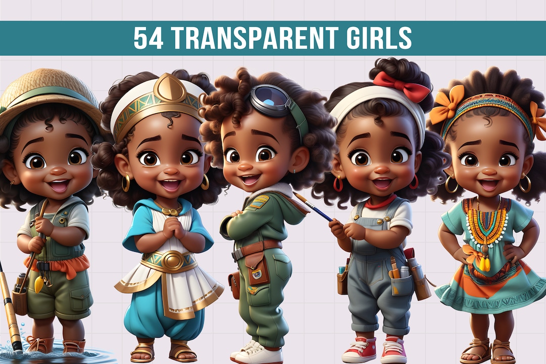 Bundle Girl Clipart, African American Birthday Clipart, Little Girl ...