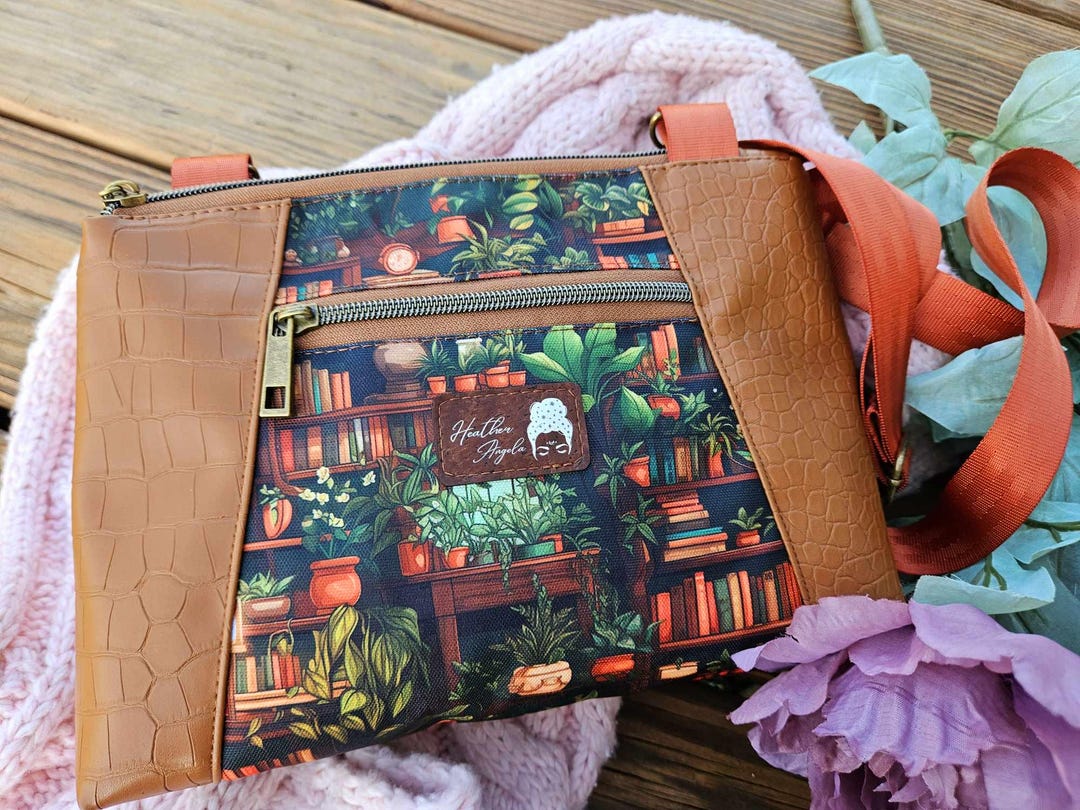 Bookish and Plant Lovers Crossbody Purse With Multiple Pockets ...