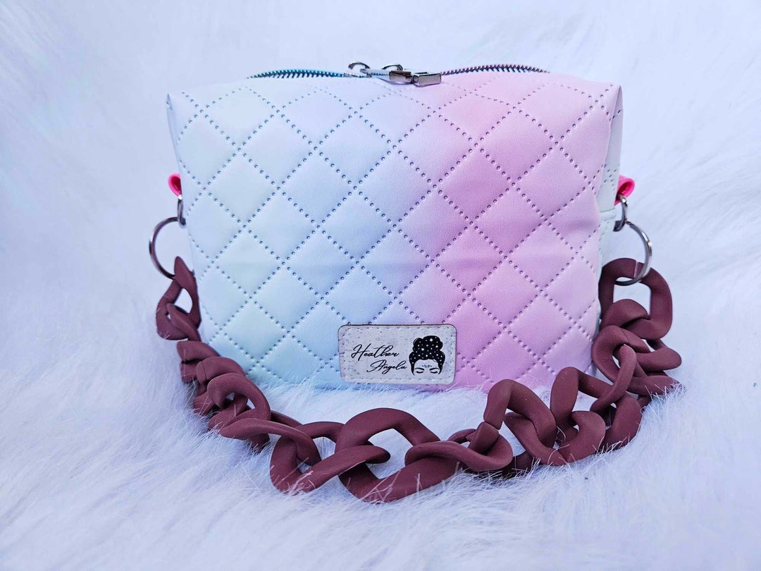 Quilted Elbow or Hand Carry Bag, Acrylic Chain Strap, Quilted Cotton ...