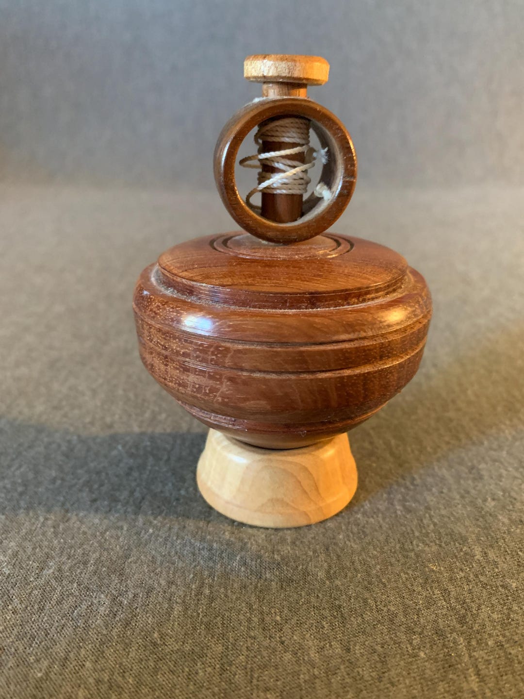 Vintage Wood Hand Turned Spinning Top Toy W/base That Spins Forever! - Etsy