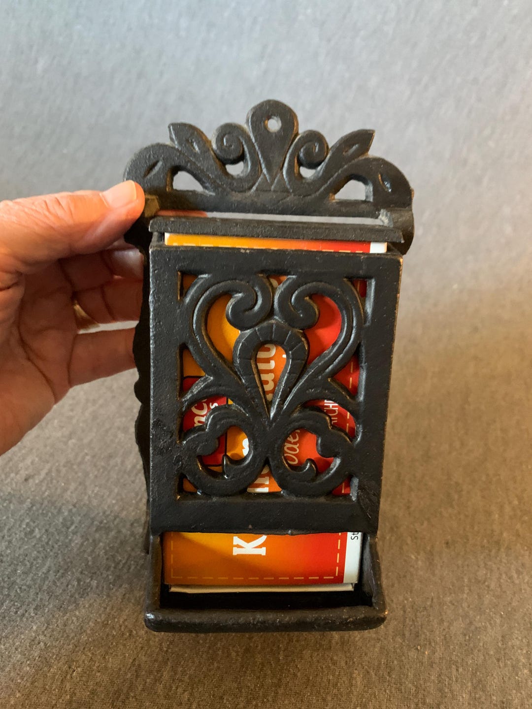 Vintage Ornate Black Cast Iron Matchbox Wall Mounted! - Etsy