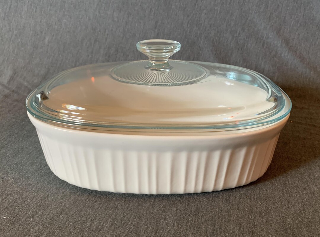 Corning Ware French White Stoneware 2 1/2 Qt. Oval Casserole W/lid in ...
