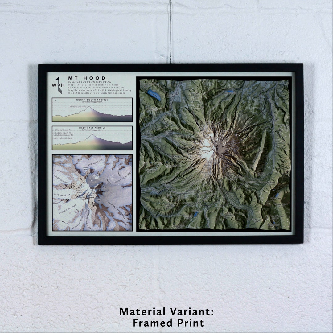 Mt Hood 12x18 Inch Topographic Map Mountain Series 3 Mt - Etsy