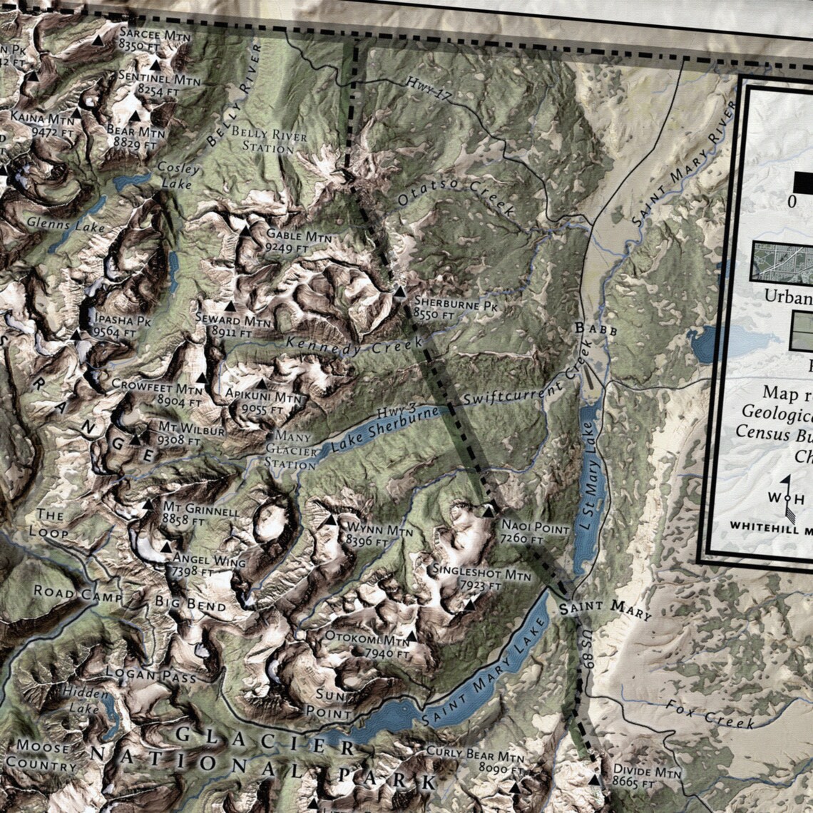 Glacier National Park 12x16 Inch Large-scale Map - Etsy
