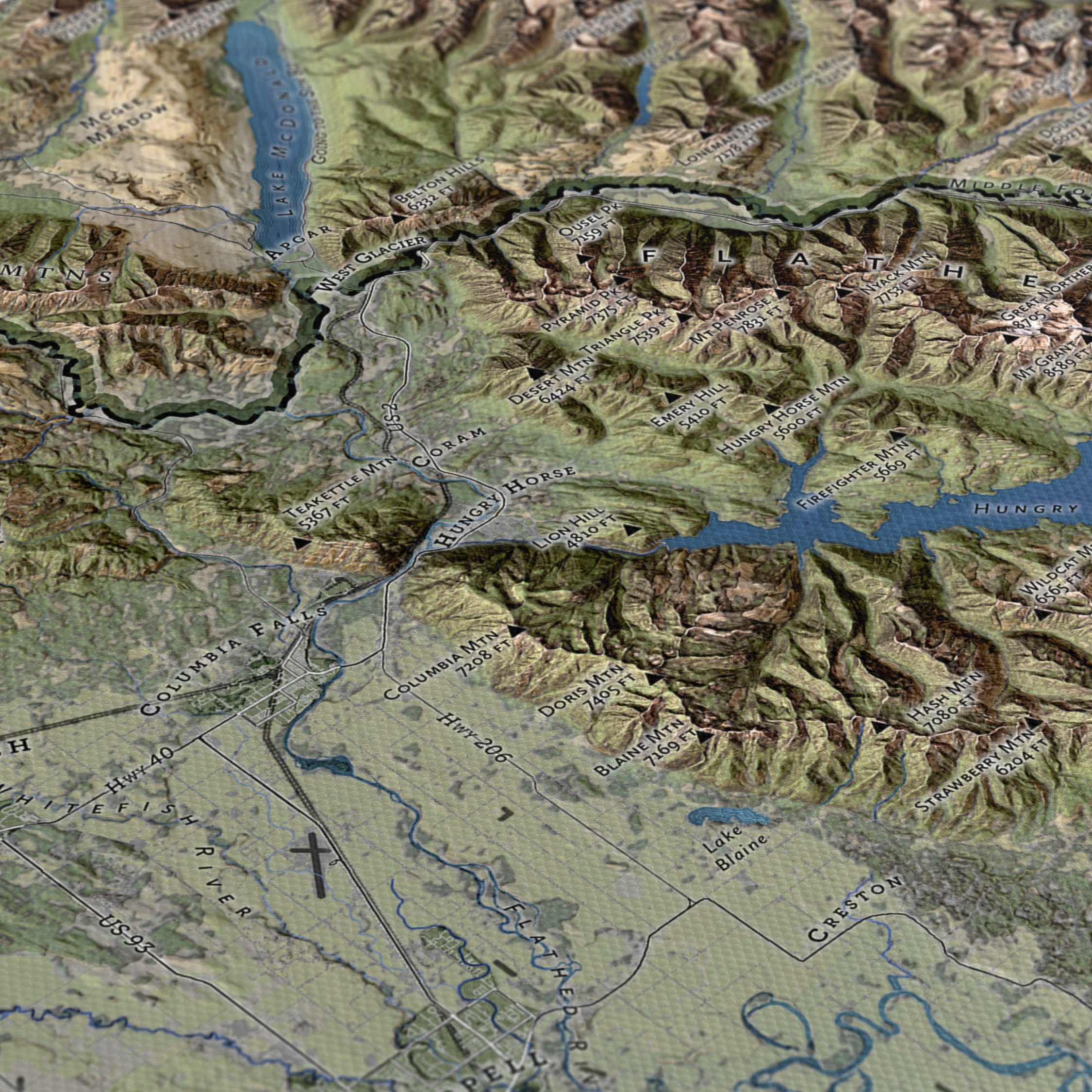 Flathead Valley, 24x36 Inch Large-scale Map, Crown of the Continent ...