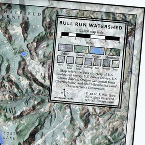 Bull Run Watershed 12x16 Map, From the Columbia Gorge Series by ...