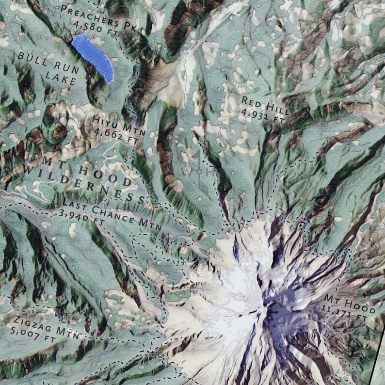 Bull Run Watershed 12x16 Map, From the Columbia Gorge Series by ...