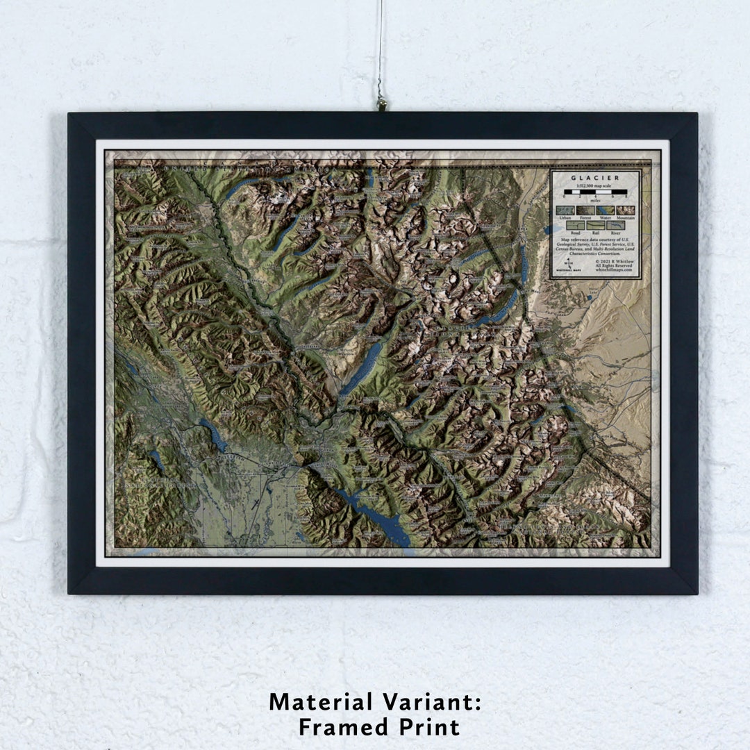 Glacier National Park, 12x16 Inch Large-scale Map - Etsy