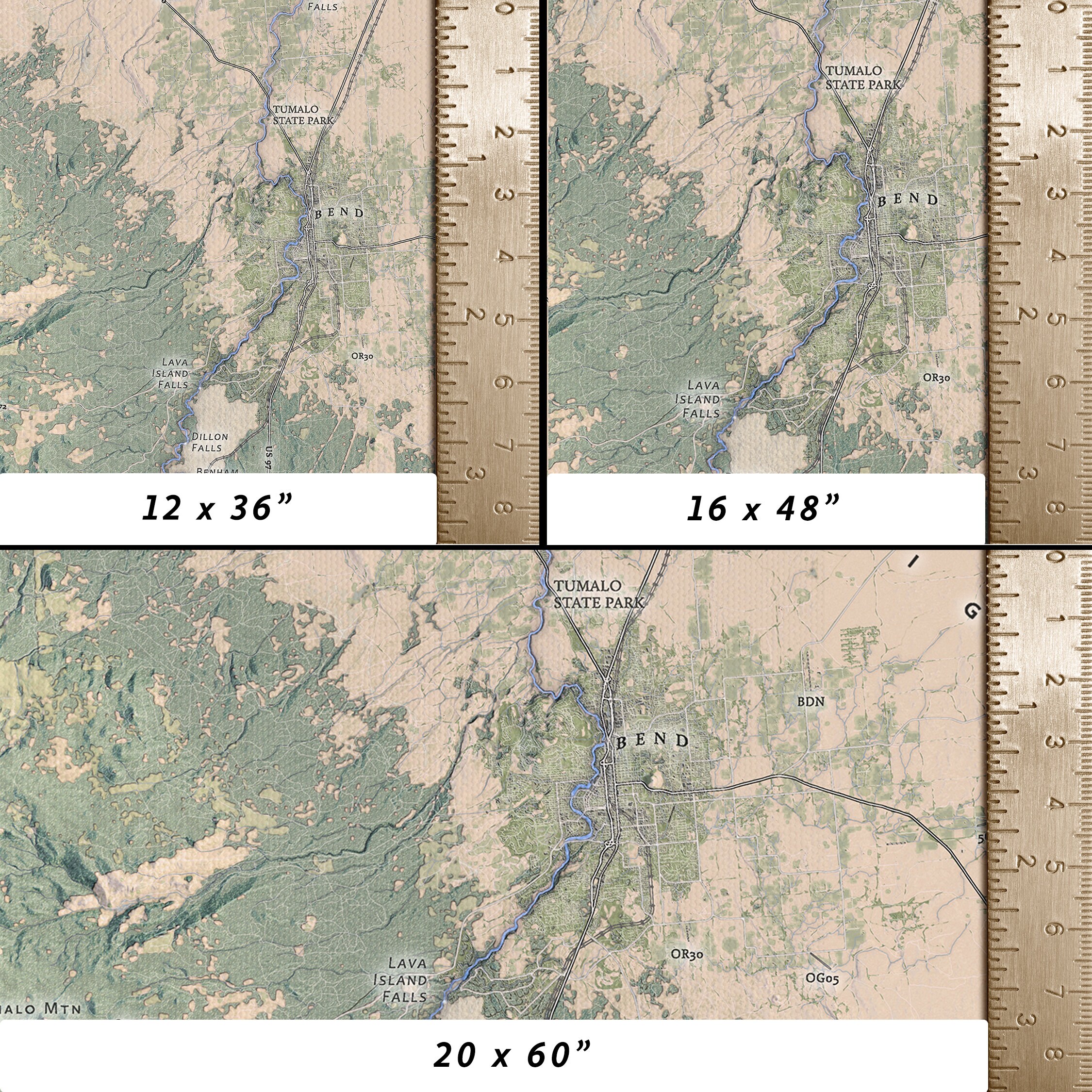 20x60 Inch Map of the Deschutes River, Oregon by Whitehill Maps - Etsy