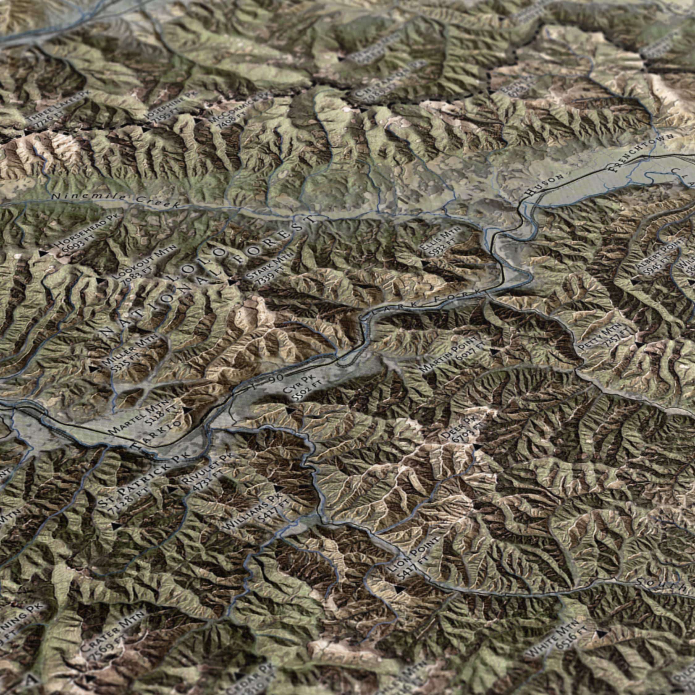 Bitterroot Mountains, 24x36 Inch Large-scale Map, Canvas Wall Art - Etsy