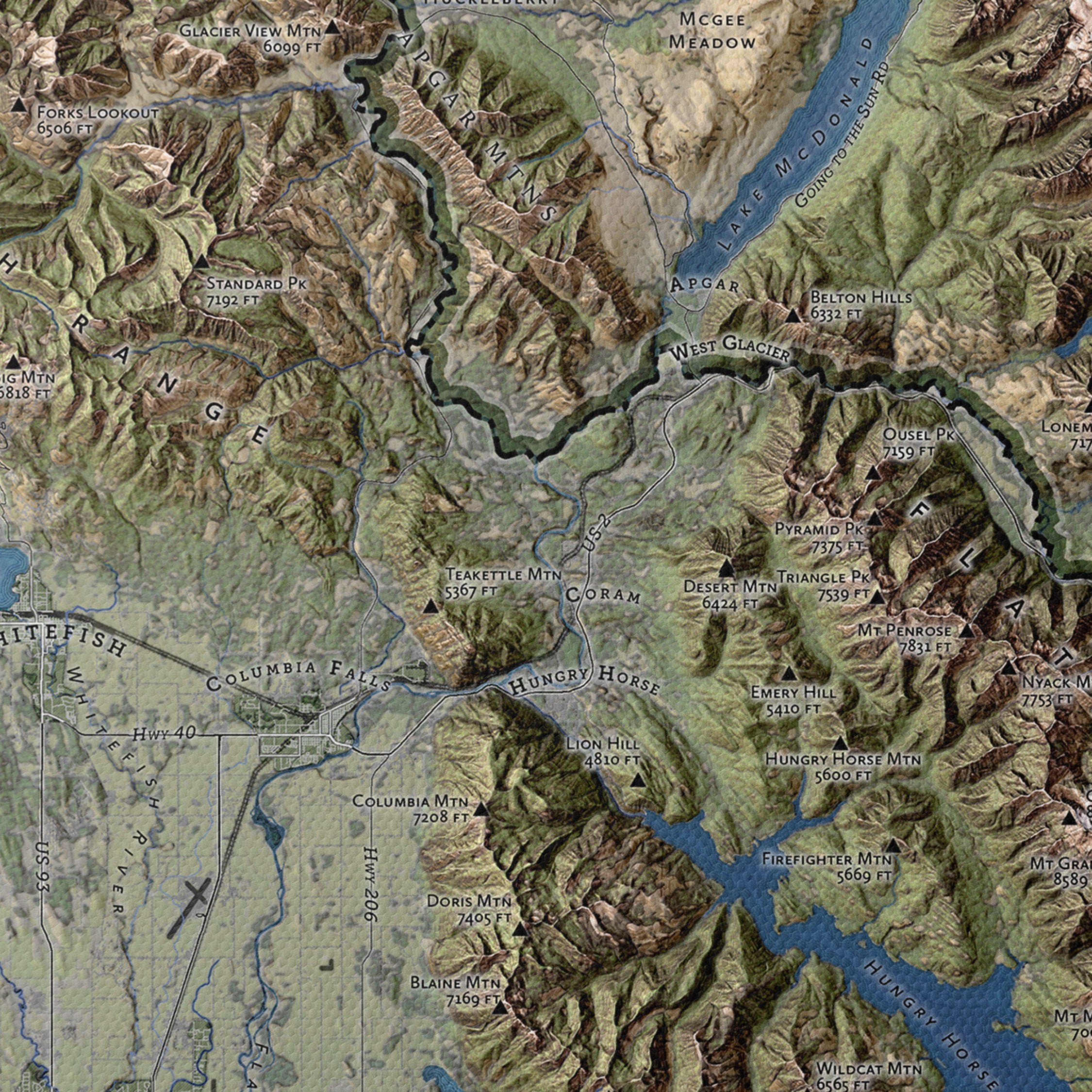 Flathead Valley, 24x36 Inch Large-scale Map, Crown of the Continent ...