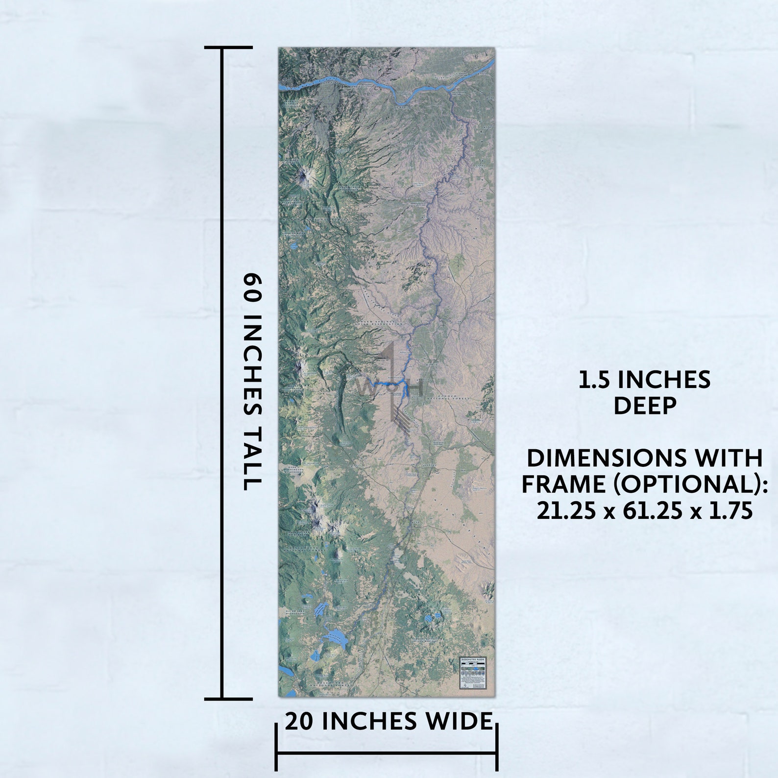 20x60 Inch Map of the Deschutes River Oregon by Whitehill | Etsy