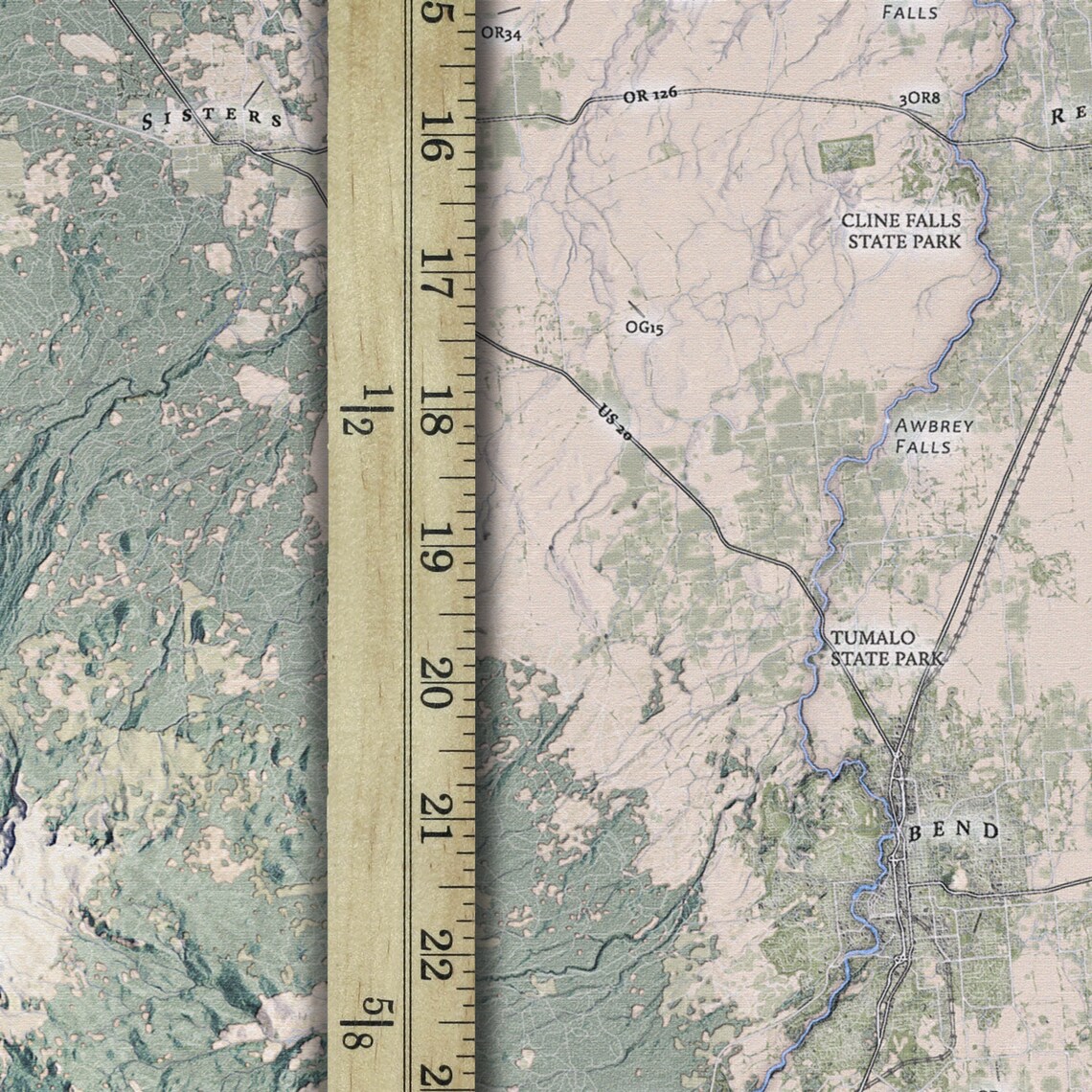 20x60 Inch Map of the Deschutes River Oregon by Whitehill | Etsy