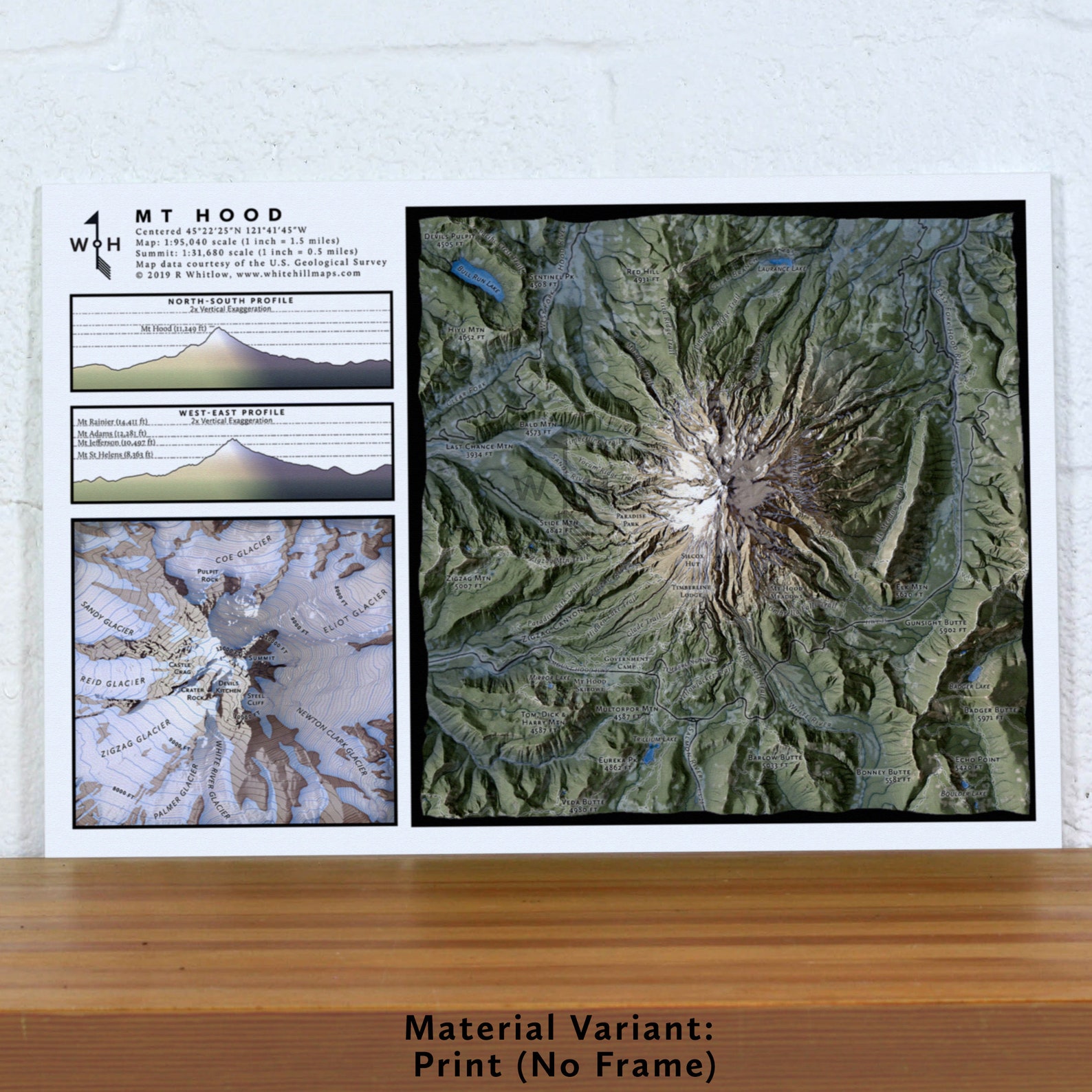 Mt Hood 12x18 Inch Topographic Map Mountain Series 3 Mt - Etsy