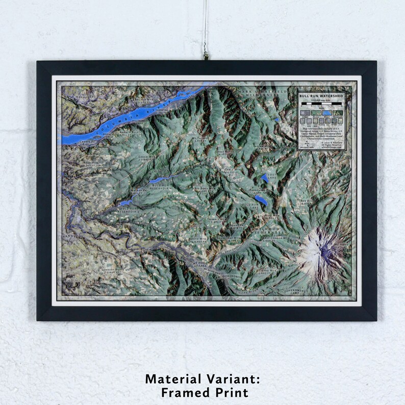 Bull Run Watershed 12x16 Map, From the Columbia Gorge Series by ...