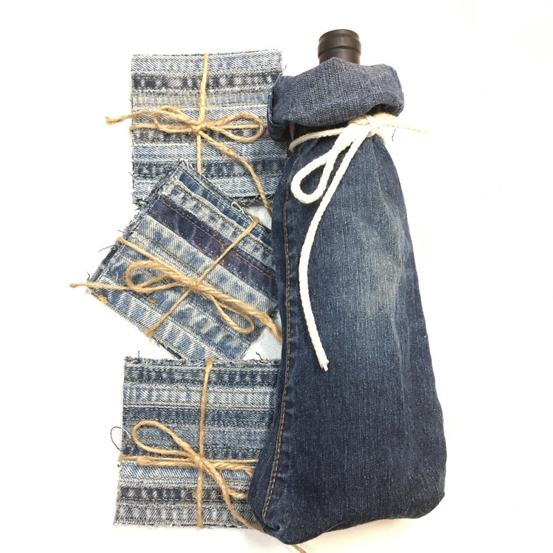 Denim Wine Bag - Etsy