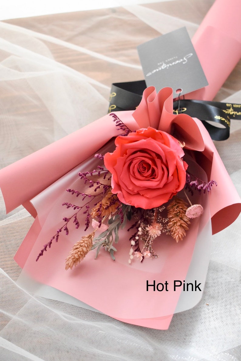 Preserved Rose Single Bouquet 16colors Forever Rose Rose - Etsy
