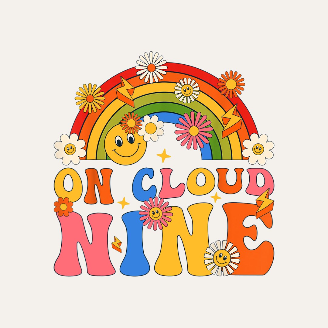 Funny on Cloud Ninth Flower Happy 9th Birthday 9 Years Old Digital PNG ...