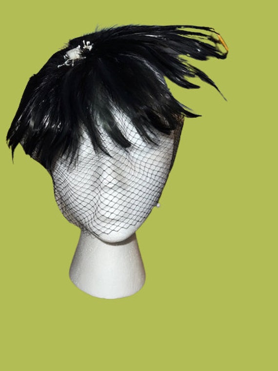 Vintage Mesh Netting Flower Topper Hat - Gem