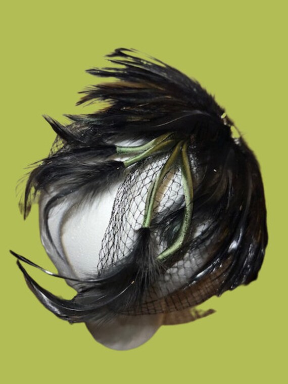 Vintage Mesh Netting Flower Topper Hat - Gem