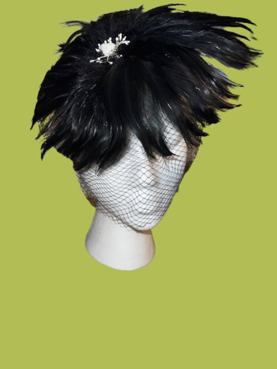 Vintage Mesh Netting Flower Topper Hat - Gem