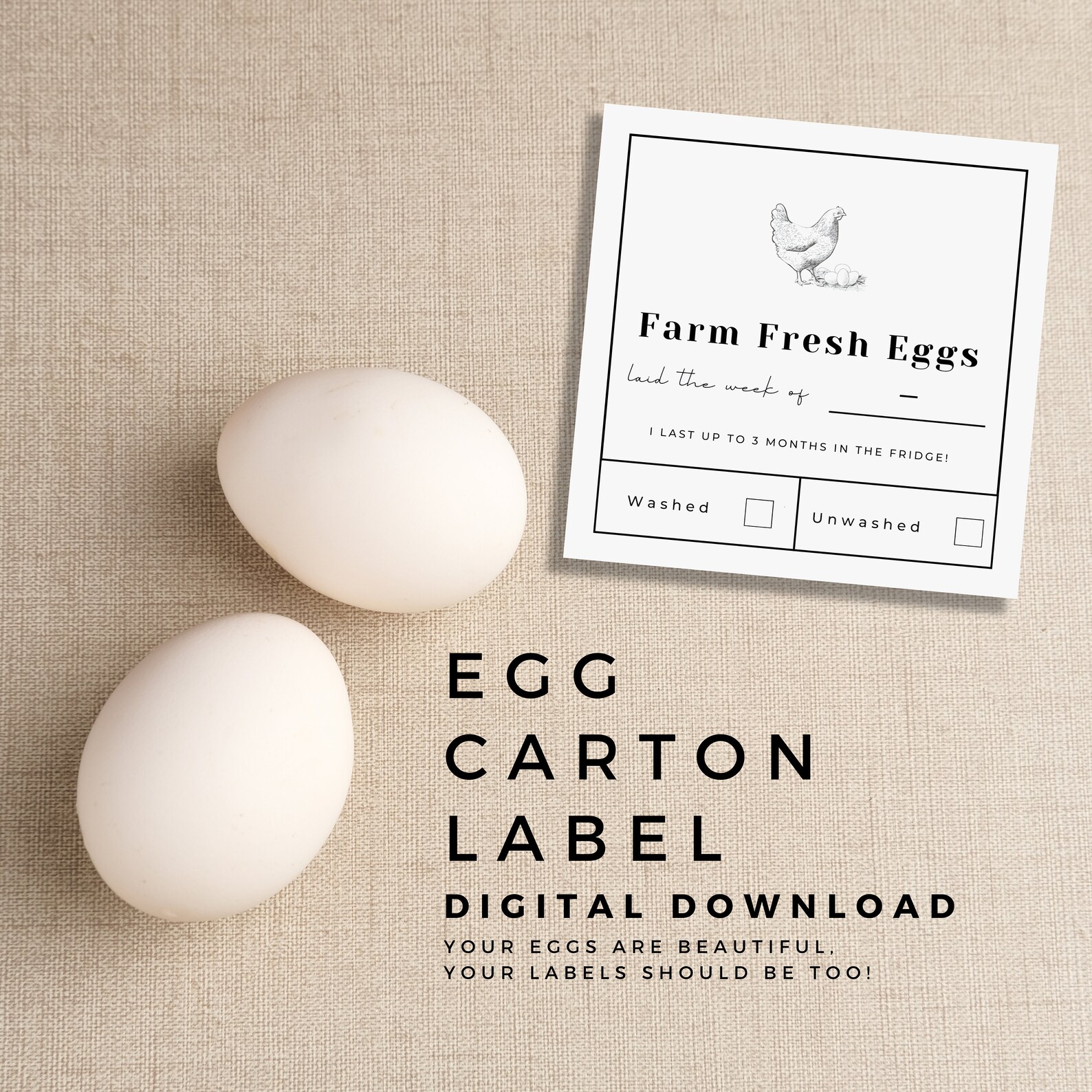 Egg Carton Label Digital Download Printable Sticker, for Farm or Coop ...