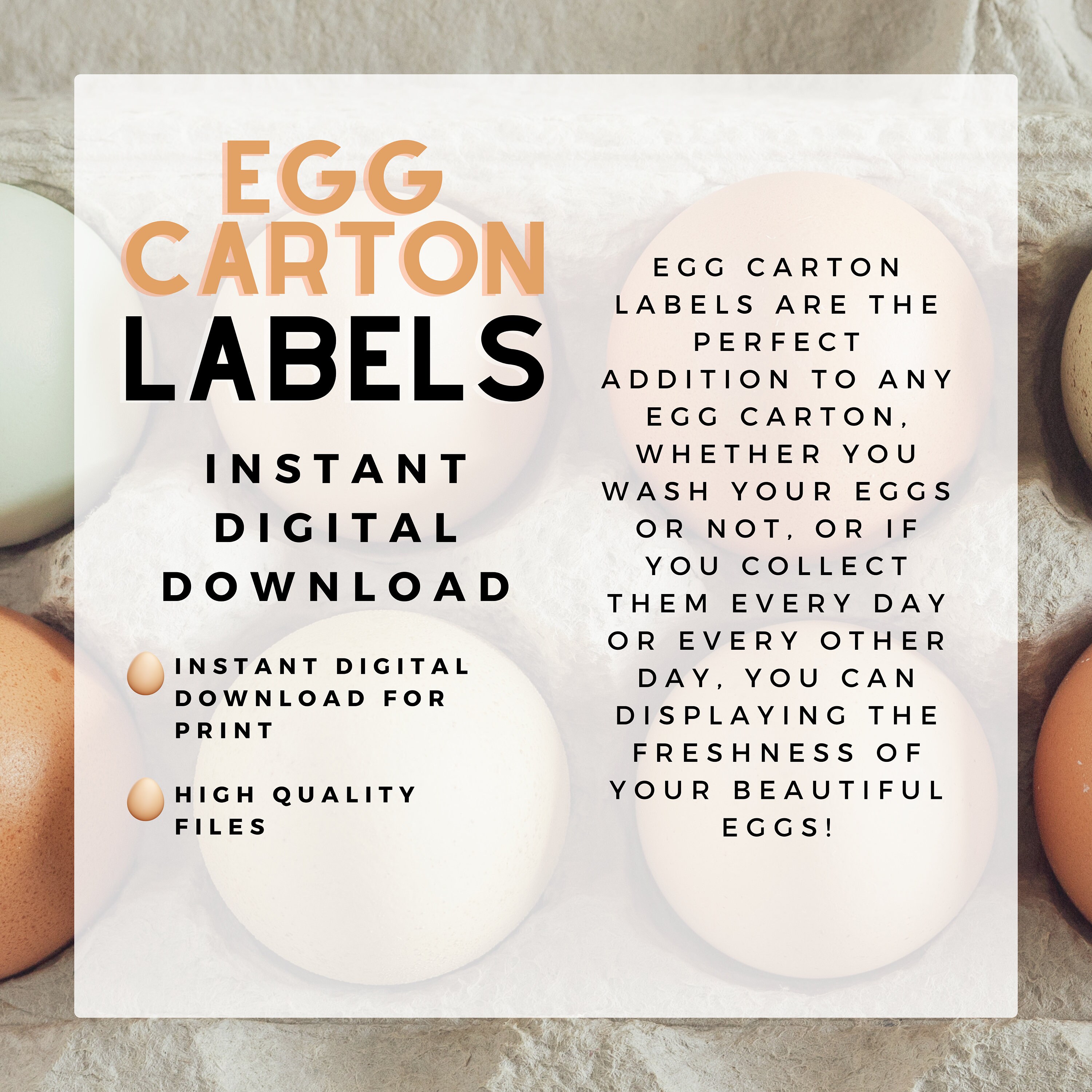Egg Carton Label Digital Download - Printable Sticker, for Farm or Coop ...