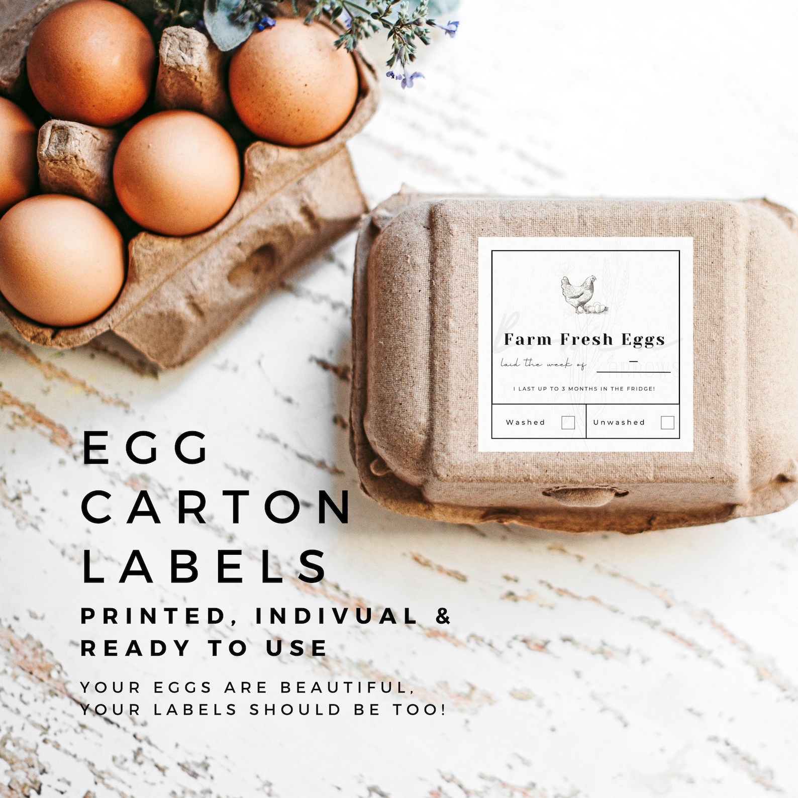 PRINTED Egg Carton Labels, Ready to Use, Farm Fresh Egg Stickers ...
