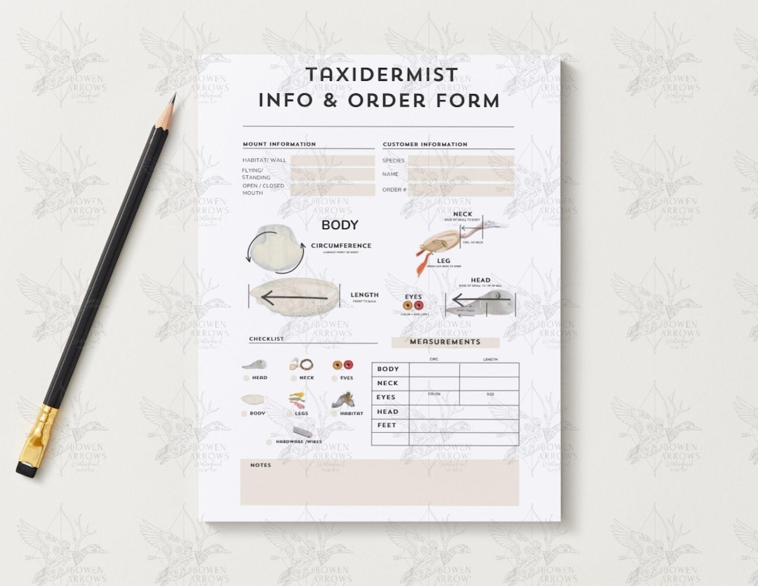 Waterfowl Taxidermist Info & Order PDF - Etsy