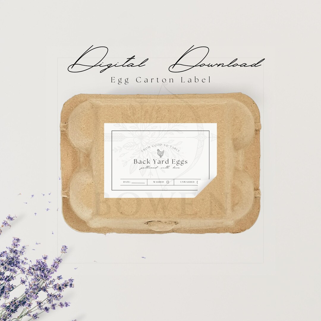 Egg Carton Label Digital Download - Printable Sticker, for Farm or Coop ...