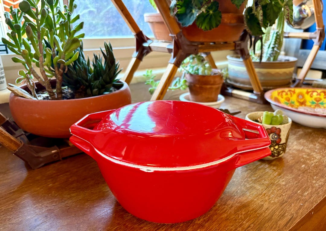 Vintage Dansk COPCO Red Enamelware Pot: Mid Century Michael Lax Design ...