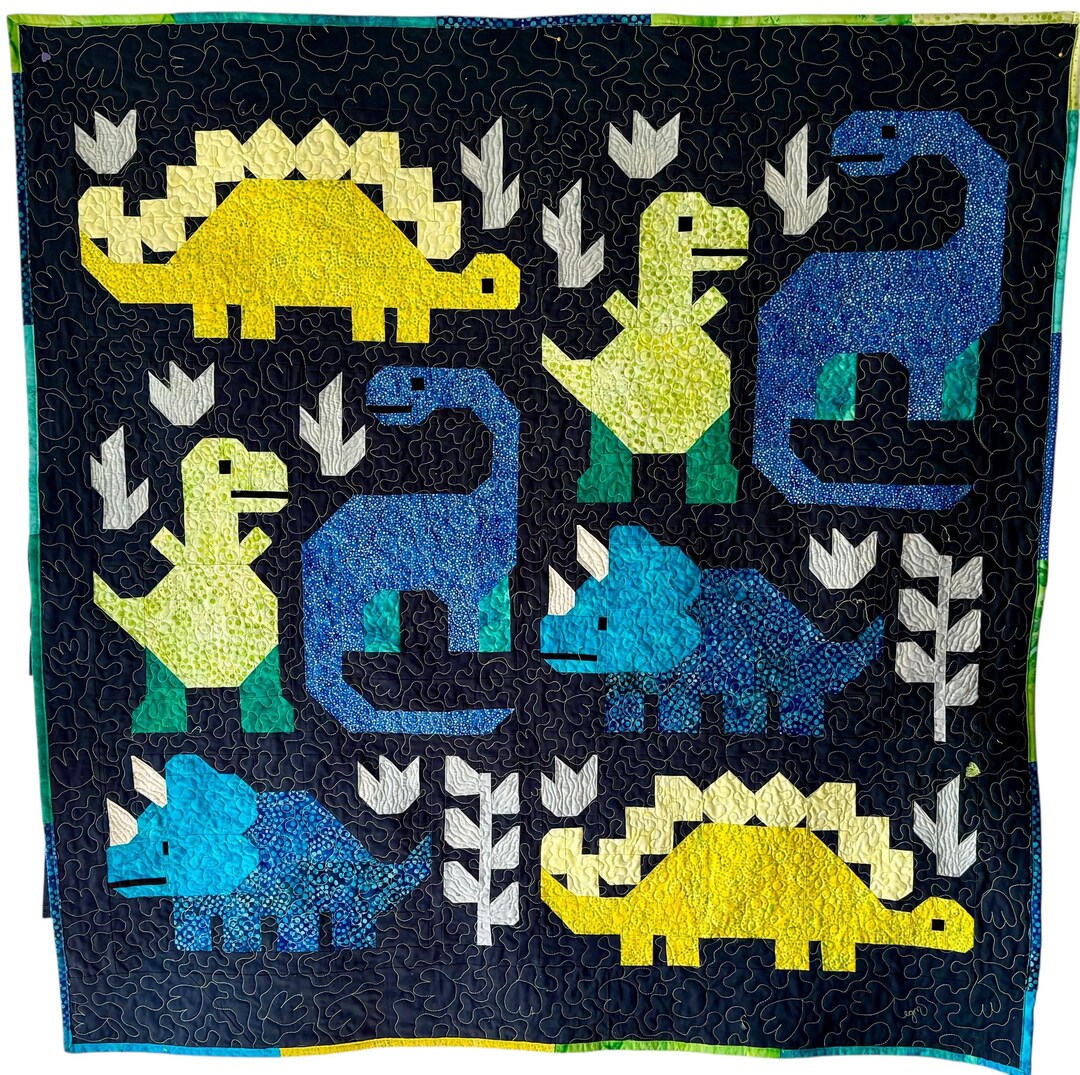 Dinosaur Kid Child or Baby Quilt Unisex Gender Neutral Baby Shower ...