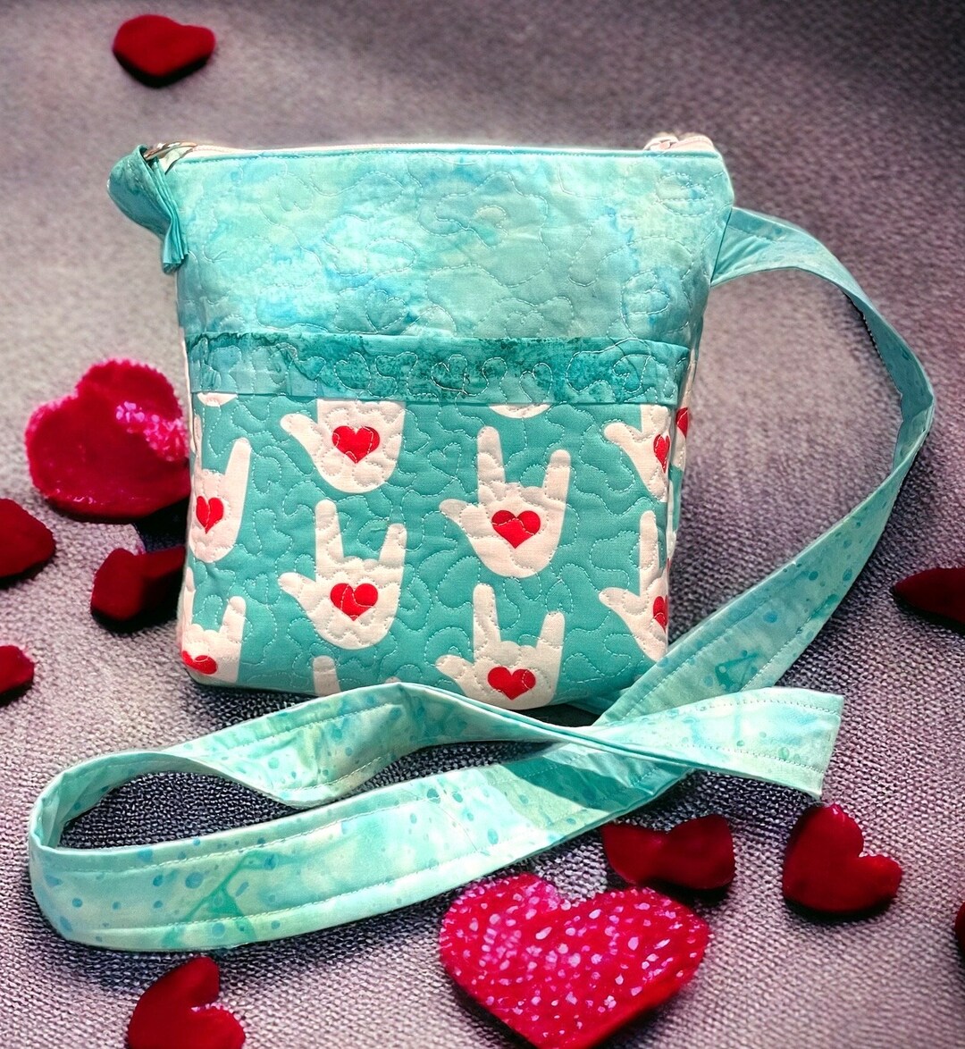 ASL 'I Love You' Quilted Crossbody Bag: Zippered Shoulder Purse - Etsy