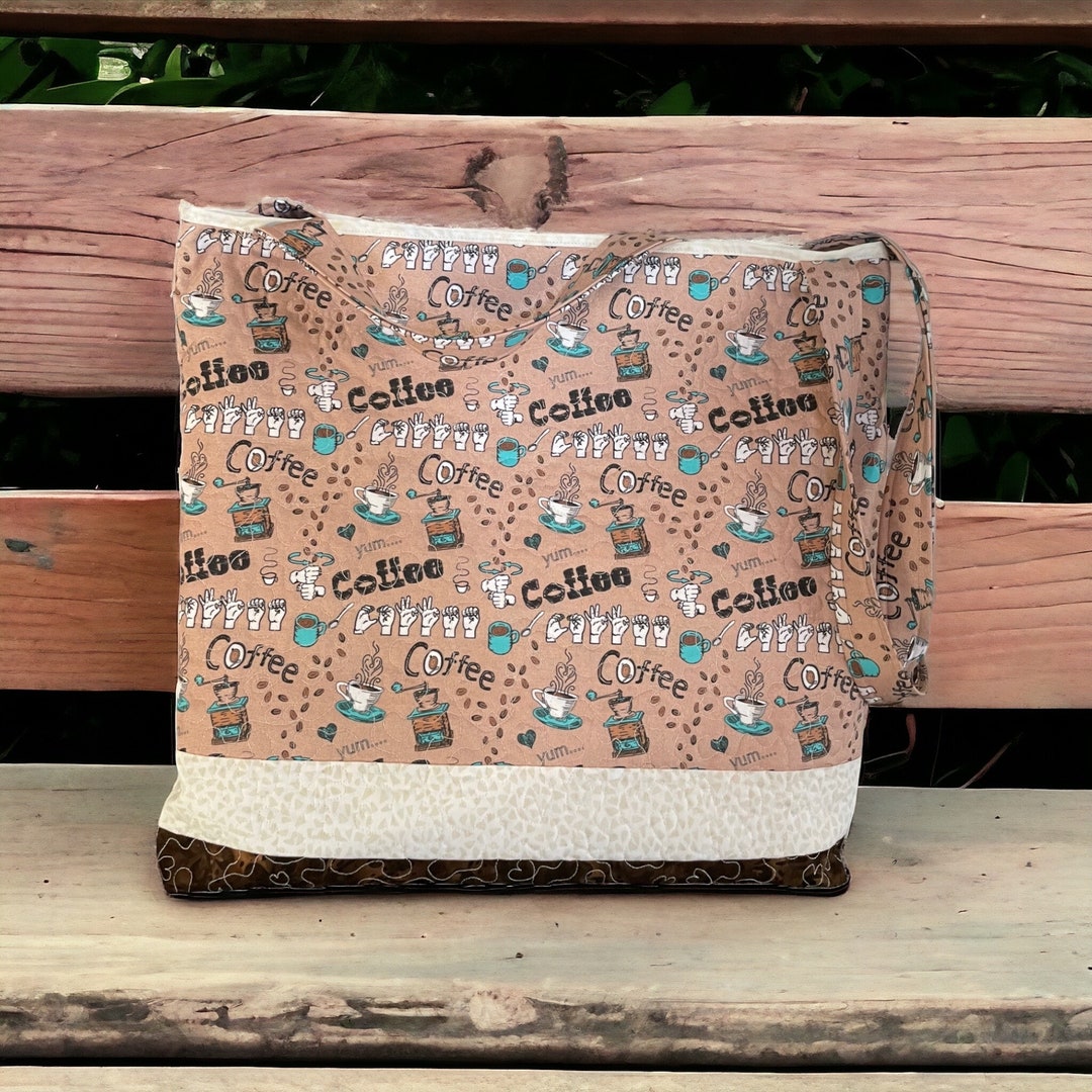 ASL Coffee Lovers Tote Bag American Sign Language Batik Purse - Etsy