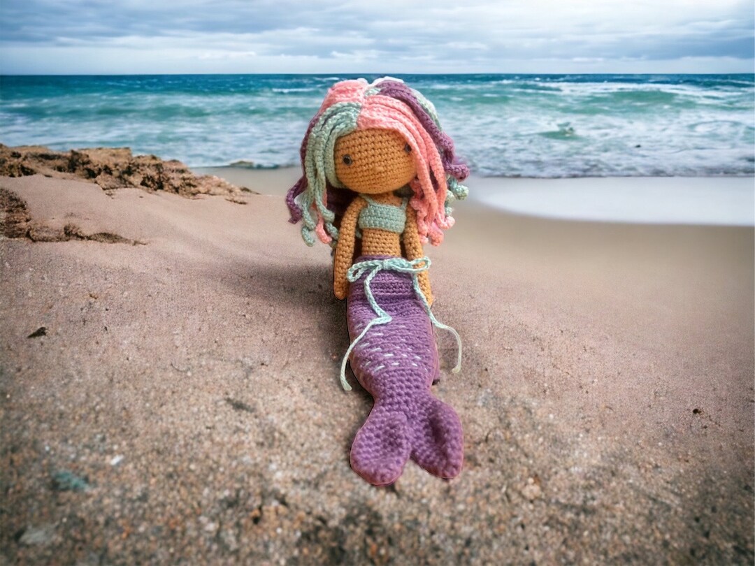 Mermaid Doll Black Latina Asian Crochet Amigurumi Plush Toy, Dressable ...