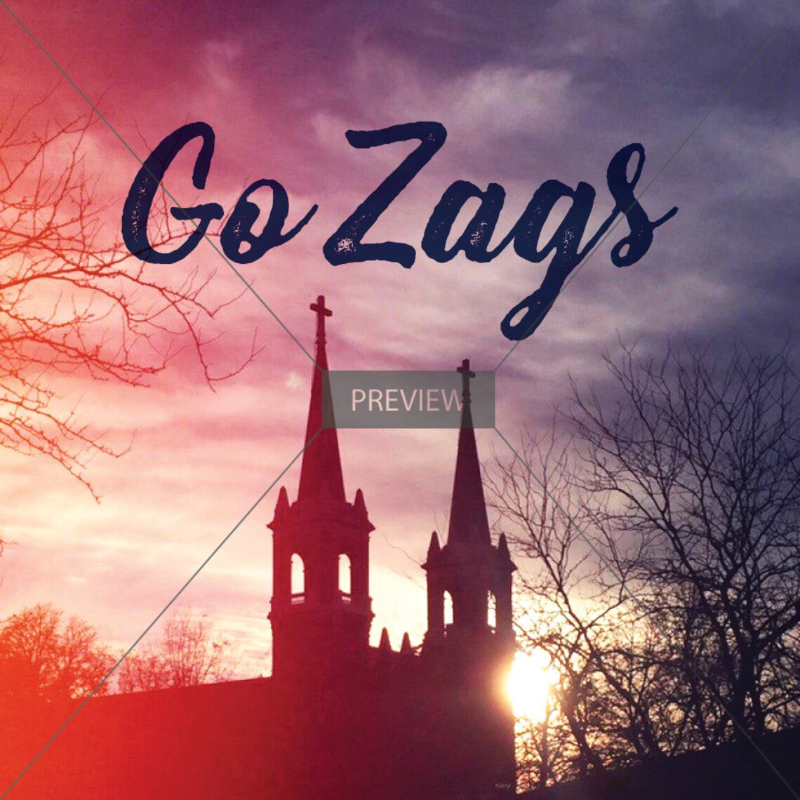 Gonzaga University Go Zags Square Printable Download, Instant Printable ...