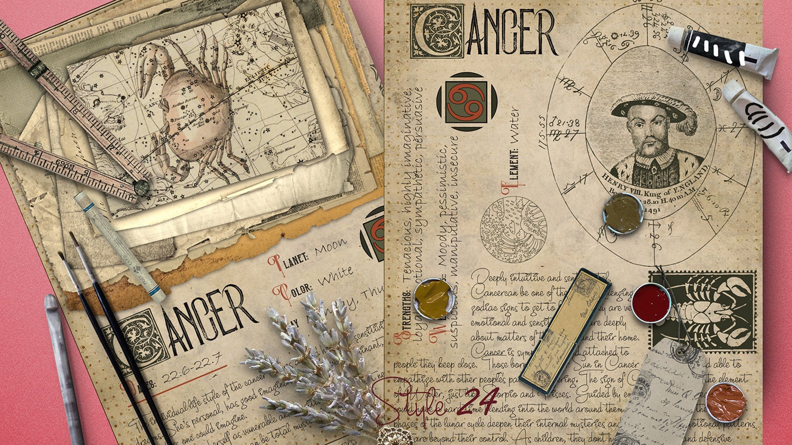 Cancer Astrological Sign Correspondences Book of Shadows | Etsy