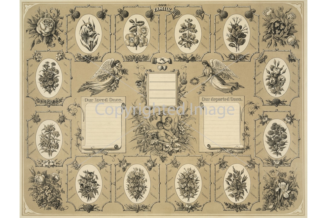 Vintage Family Register Printable – 1876 Genealogy Document (JPG & PDF ...