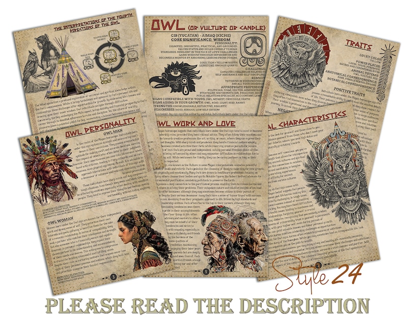 Mayan Astrology Owl Sign Printable Pages: Destiny Chart (digital ...